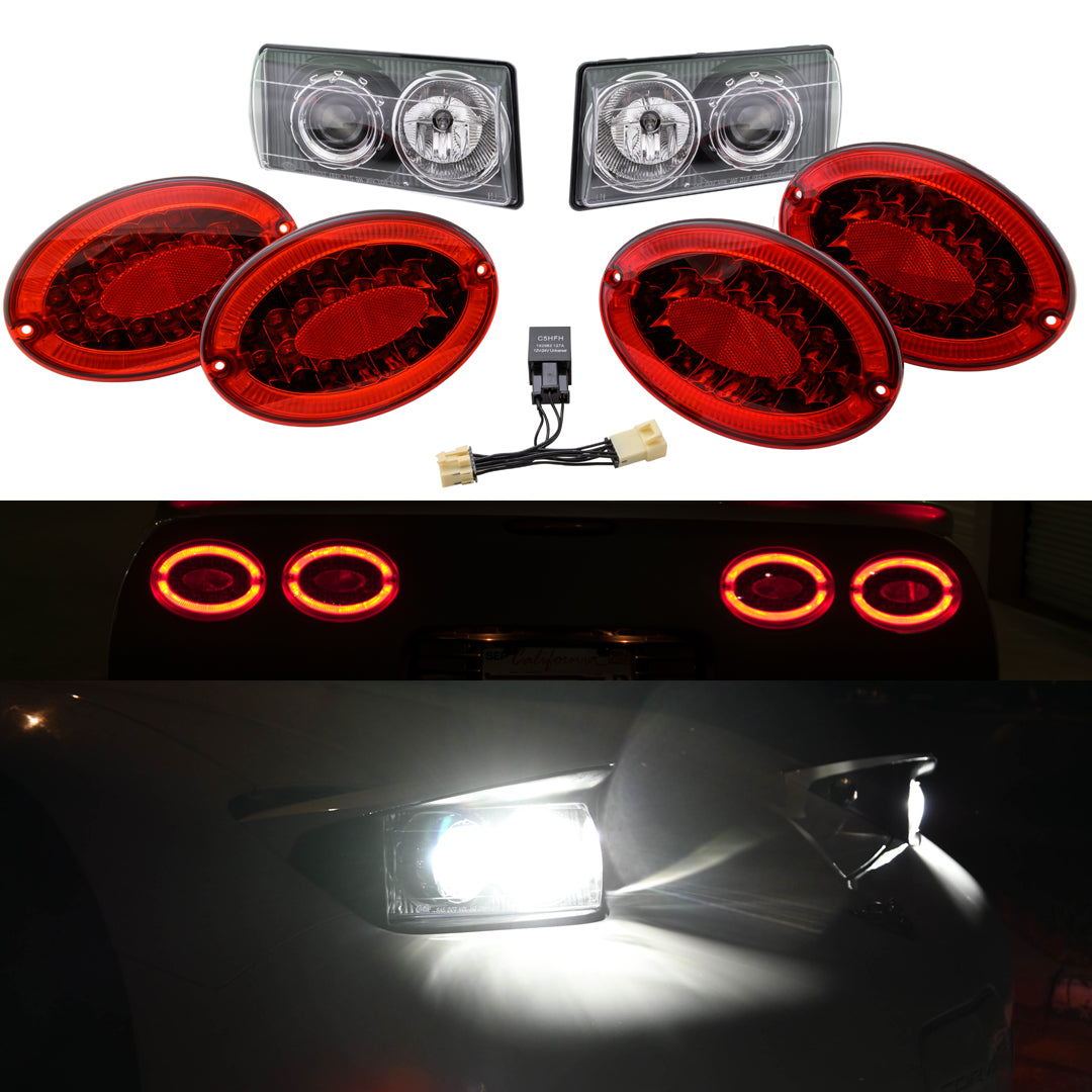 Corvette Envy C5 Lighting Bundle: C5 Modified LED Taillights & C5 Bi-L